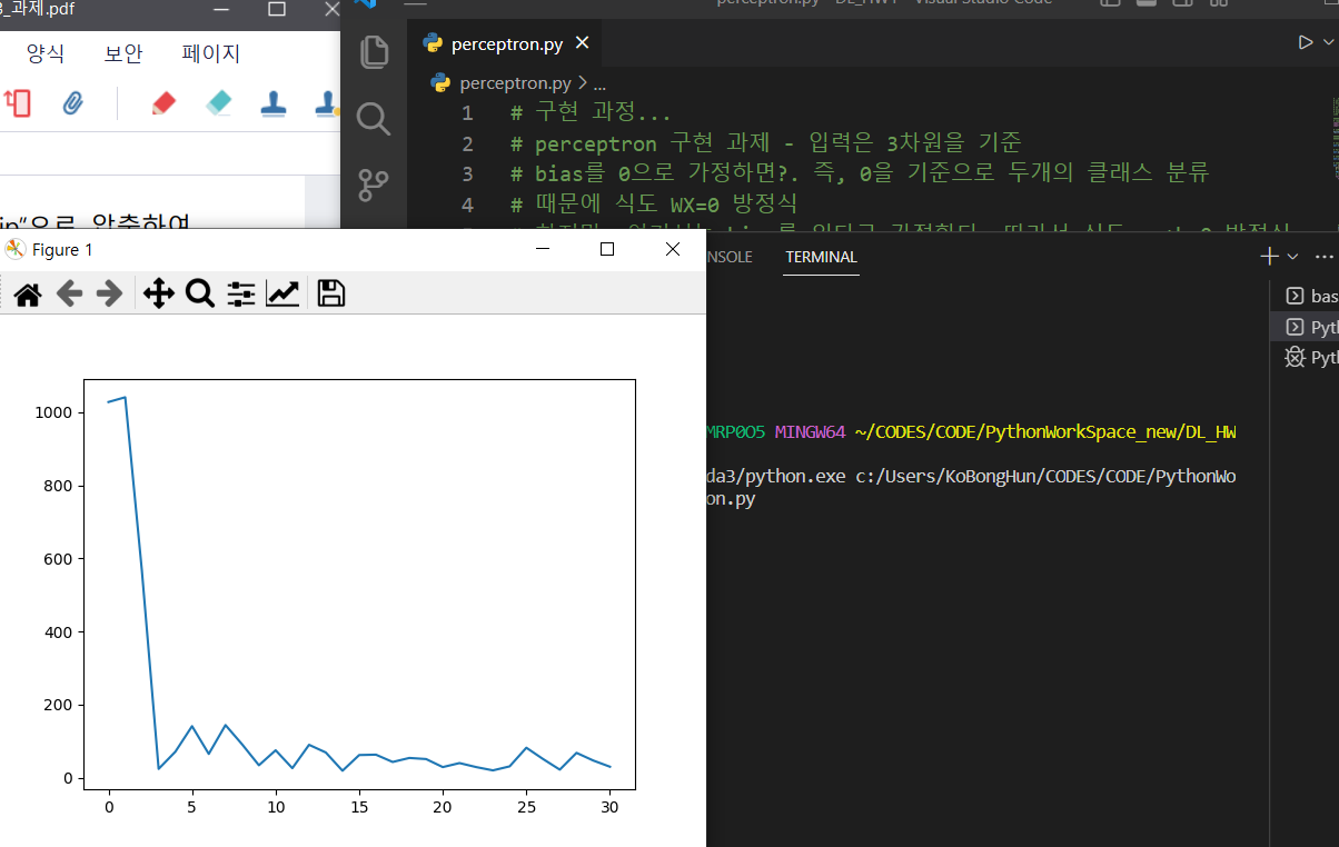 [HW1] PerceptronLearning 함수 만들기 - Python | BH_Note